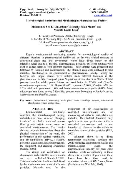 Usp 36 Chapter 1116 environment monitoring | PDF