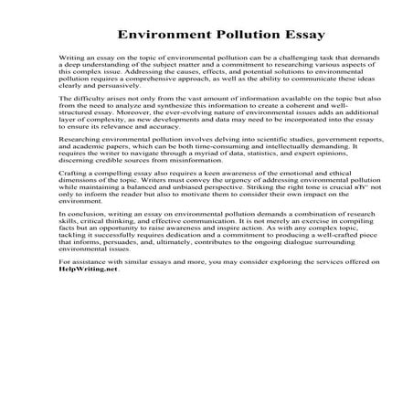 Environment Pollution Essay. University of North Carolina at Charlotte ...