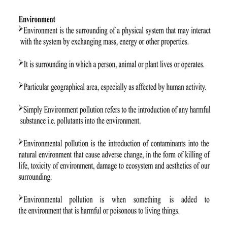 Environment pollution:POLLUTION and POLLUTANTS | PPTX
