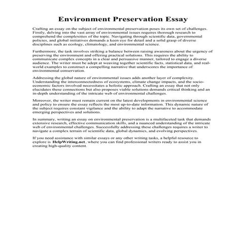 Environment Preservation Essay | PDF
