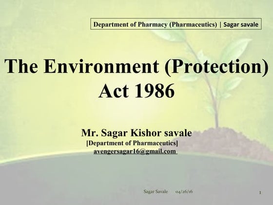 Environment protection act 1986 | PPT | Environmental Services Industry ...