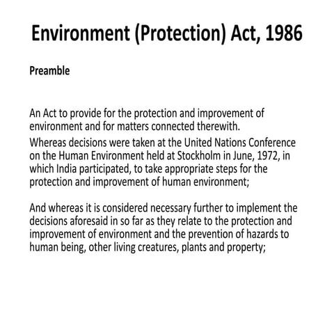 Environment (protection) act, 1986 | PPT