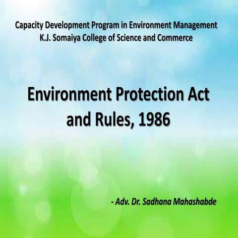 Environment protection act and key rules | PPTX