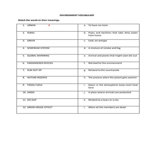 Environment vocabulary | DOCX