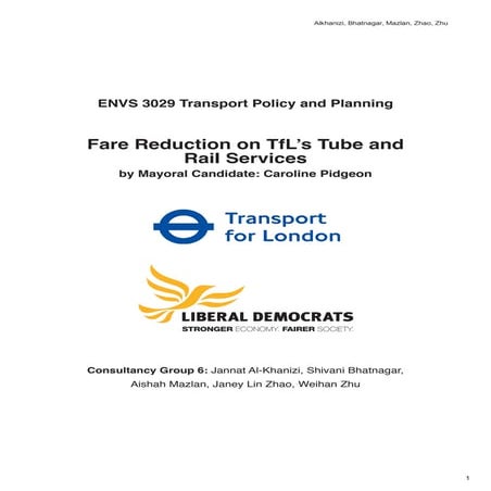 2016 Mayoral Candidate Caroline Pidgeon's Transport Policy Report | PDF