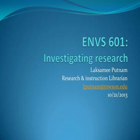 ENVS 601 Fall 2013 | PPTX | Science