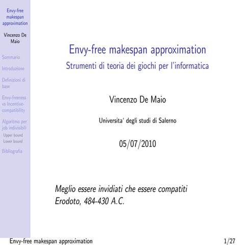 Envy Free Makespan Approximation Ppt