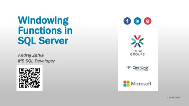 Windowing Functions Session For Slovak Sql Pass And Bi Ppt