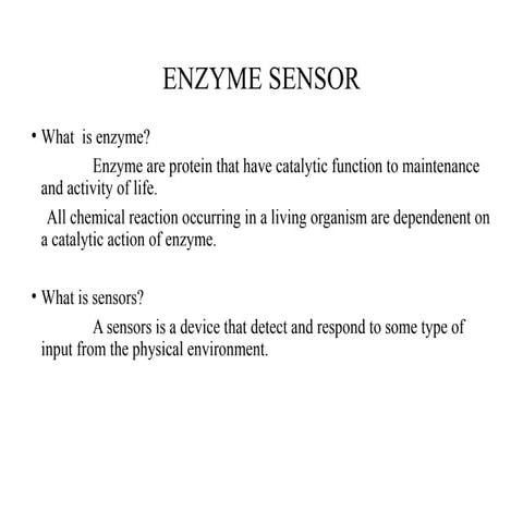 ENZYME as Bio SENSORS AND THEIR APPLICATIONS.pptx