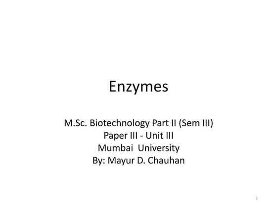 Production of enzymes | PPTX | Chemistry | Science