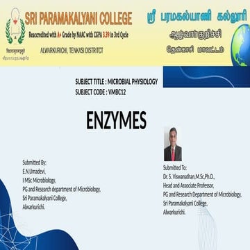 ENZYMES : Structure, Function and Classification | PPTX