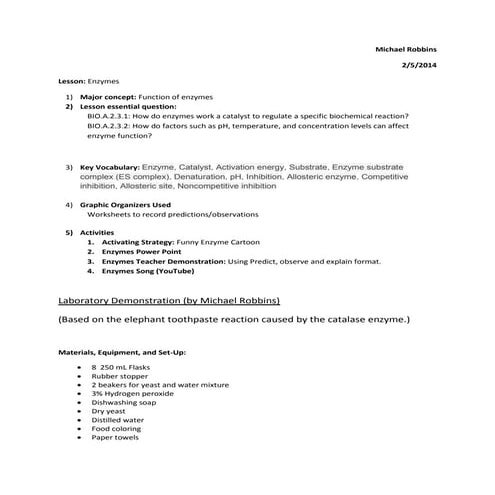 Enzymes lesson | PDF