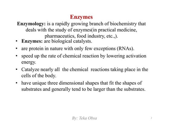 Enzymes definitions, types & classification | PPTX | Chemistry | Science