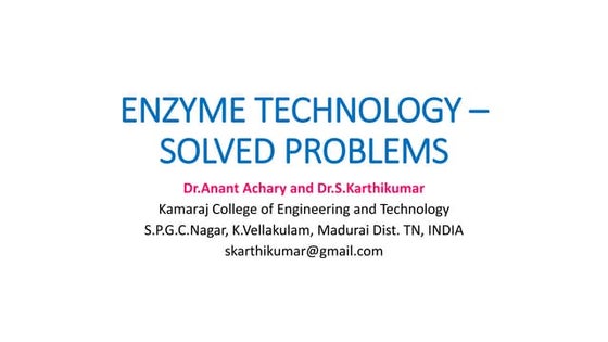 Kinetics of enzyme action | PPT