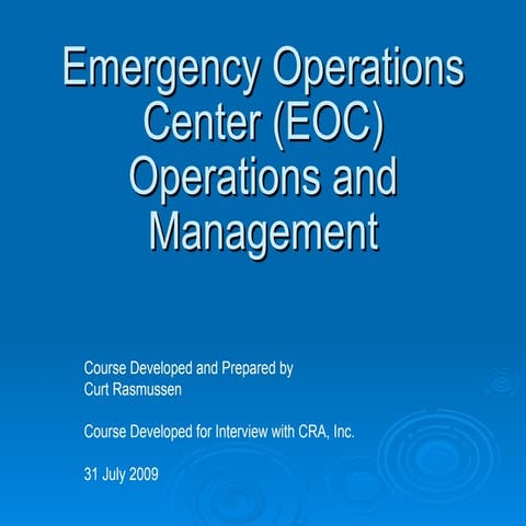 Eoc Operations And Management Training Mod 0 | PPT