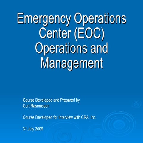 Eoc Operations And Management Training Mod 1 | PPT