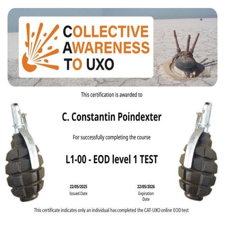 EOD Certification L1 Course for Explosive Device Decom. | PPT