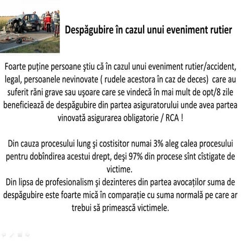 Despagubire victime nevinovate al accidentelor rutiere | PPT