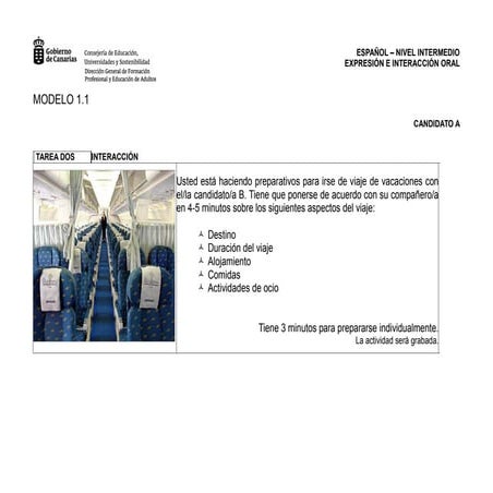 Expresión oral. Certificación Nivel Intermedio B1 Español EOI Madrid | PDF