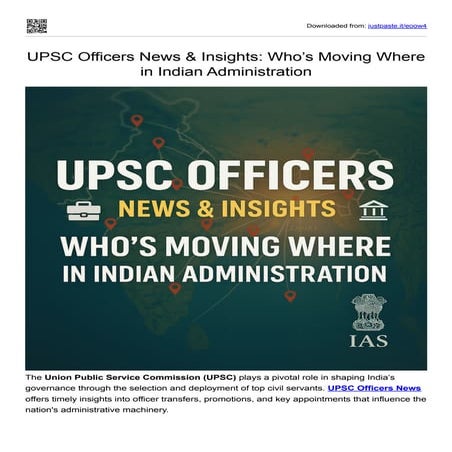 UPSC Officers News & Insights: Who’s Moving Where in Indian ...