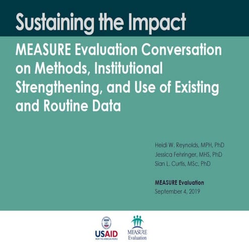 Sustaining the Impact: MEASURE Evaluation Conversation on Methods ...