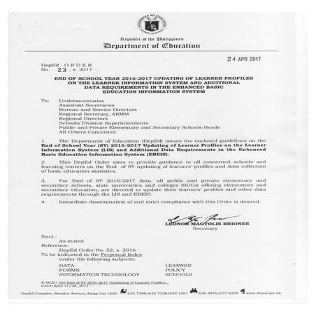 DepEd Order 23 s. 2017 | PDF