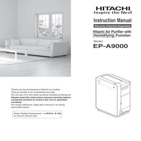 May loc khong khi Hitachi EP-A9000 | PDF