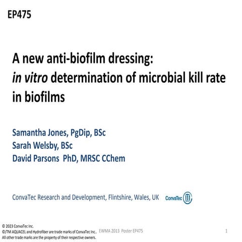 EWMA 2013 - Ep475 - A new anti-biofilm dressing in vitro determination ...