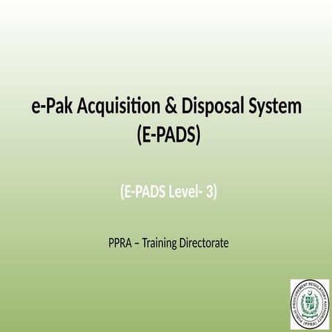 EPADS Training Level-3 for Public Sector | PPTX