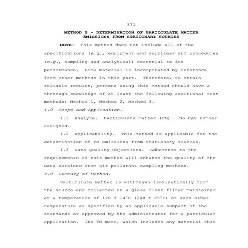 Epa method 5(m-05) | PDF