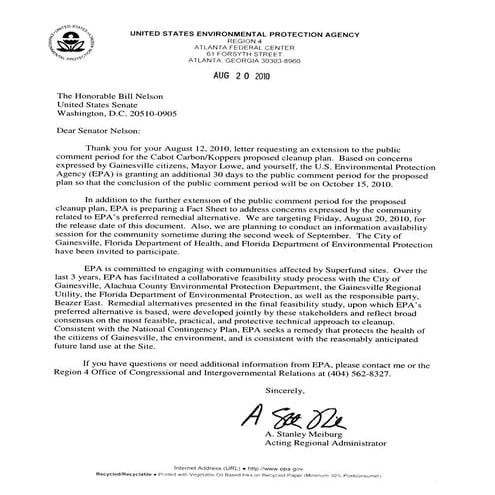 Public Comment Period Extended to October 15, 2010 | PDF