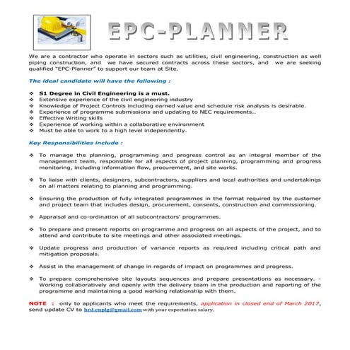 EPC PLANNER | PDF