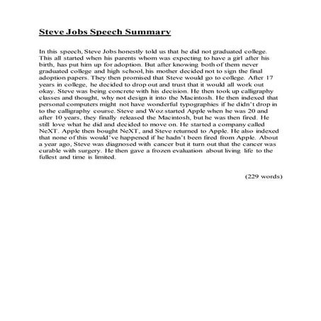 vEpc steve jobs speech summary | DOCX