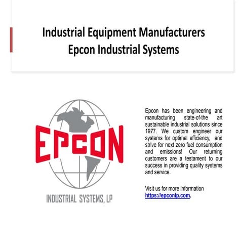 Industrial Equipment Manufacturers Epcon Industrial Systems | PPT