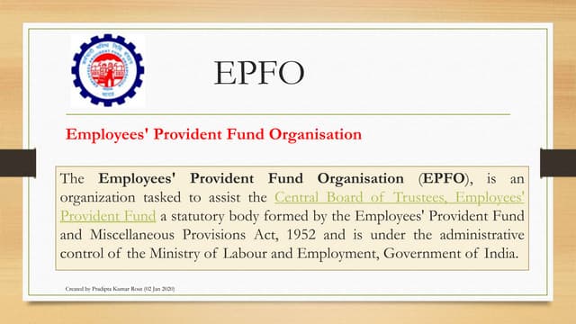 Presentation on epfo | PPTX | Government Support and Welfare | Financial Assistance