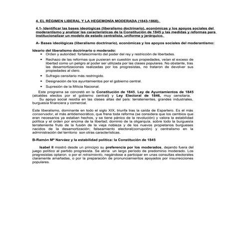 EPÍGRAFE 4 EL RÉGIMEN LIBERAL Y LA HEGEMONÍA MODERADA (1843-1868 ...