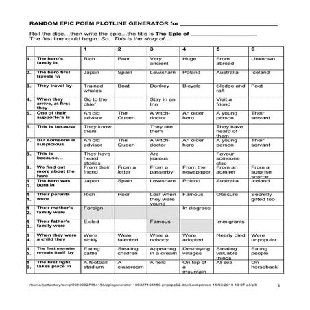 Epic Generator | DOC