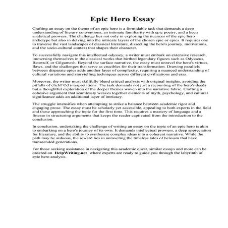 Epic Hero Essay | PDF