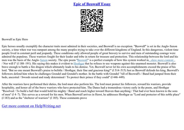 Epic Of Beowulf Essay epic-of-beowulf-essay