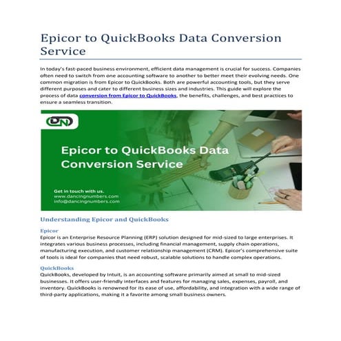 Epicor to QuickBooks Data Conversion Service | PDF