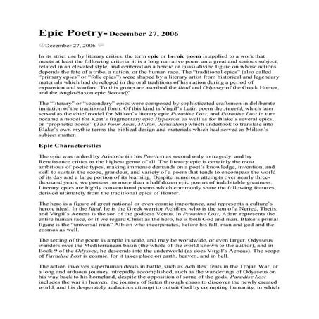 Epic poetry december 27, 2006 | PDF