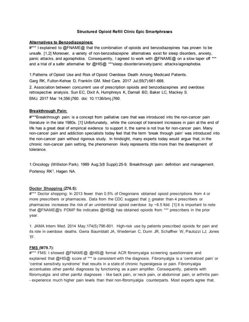 Structured opioid refill clinic epic smart phrases. | DOCX | Physical ...