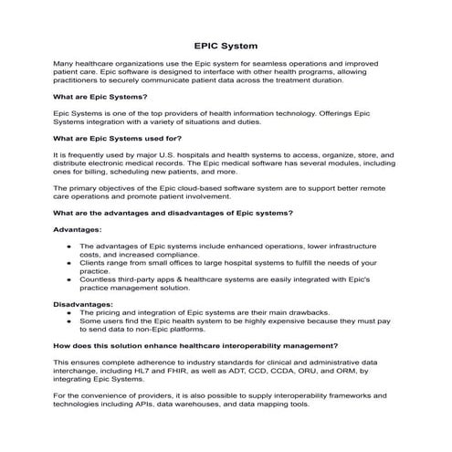 Integrate Epic Systems with different healthcare applications | PDF