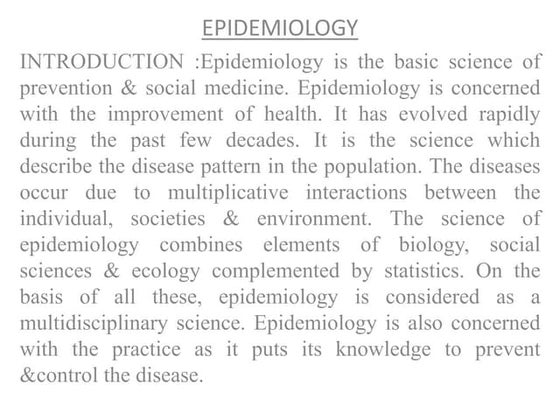 Introduction to epidemiology | PDF