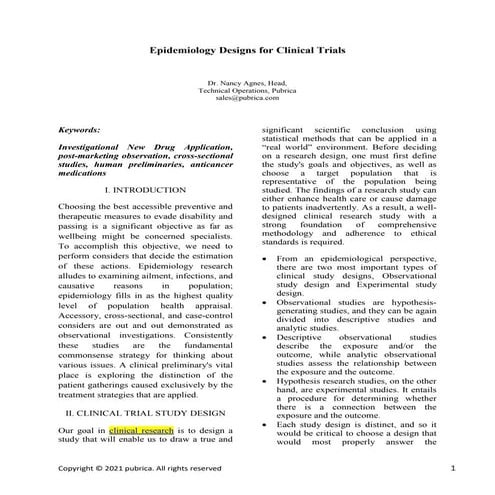 Epidemiology designs for clinical trials - Pubrica | PDF
