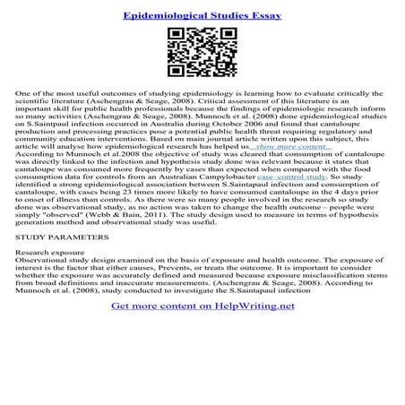 Epidemiology Essay | PDF