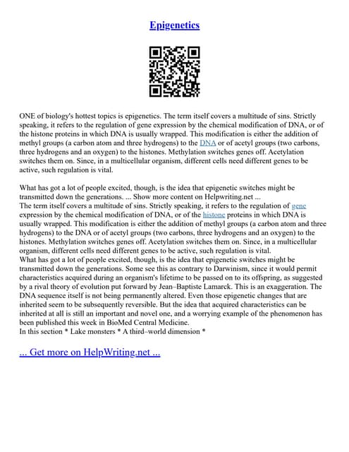 Epigenetics | PPTX | Genetics | Science