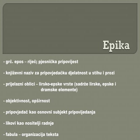 epika.ppt, 1 razred srednje škole hj, edukacija | PPT