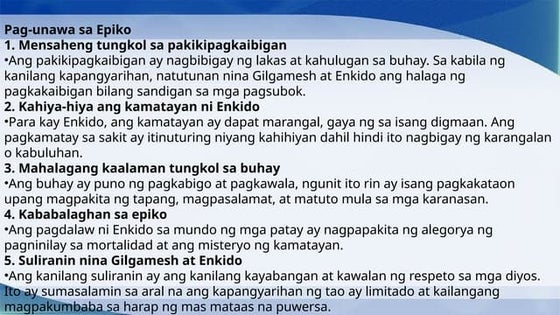 Epiko ni Gilgamesh Aralin mula sa Filipino 10 | PPTX