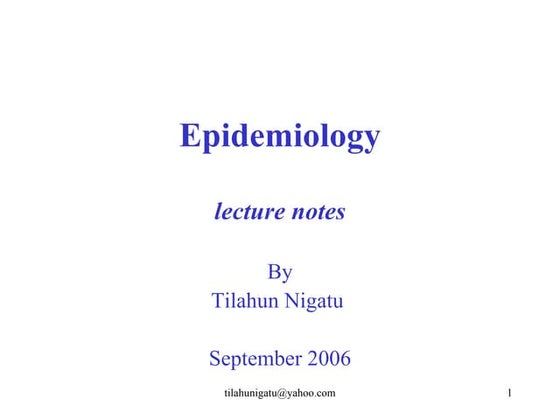 Introduction to epidemiology | PPT